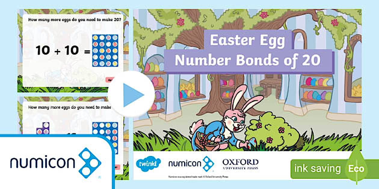 Easter Egg Number Bonds of 20 Numicon Shapes PowerPoint